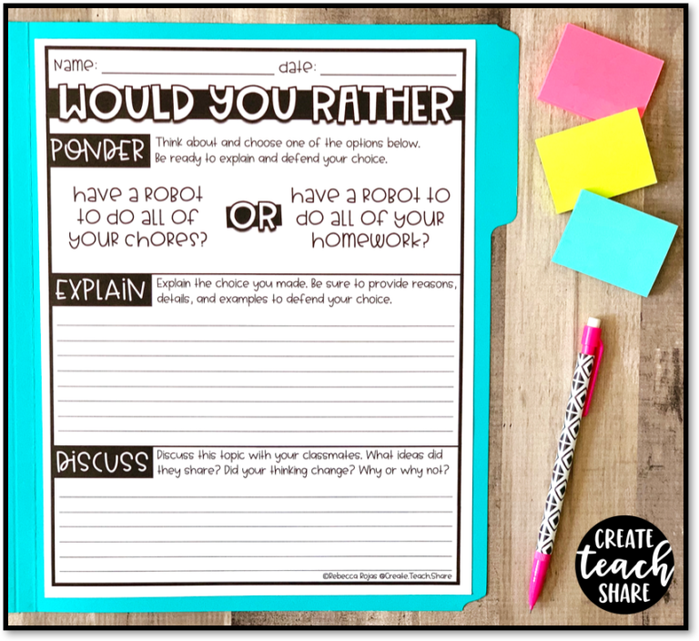 Using Would You Rather Prompts For Class Discussions - Create Teach Share